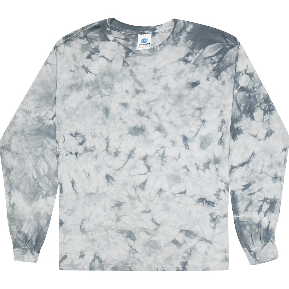 ColorTone 2390 Crystal Wash Long Sleeve Tie-Dye Tee (Crystal Silver ...